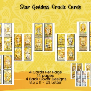 Star Goddess Wisdom ,yellow Oracle Card Deck, Printable! - Etsy