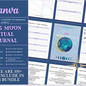 Commercial Use Canva Astrology and Moon Journal, Planner 2025 Editable ...