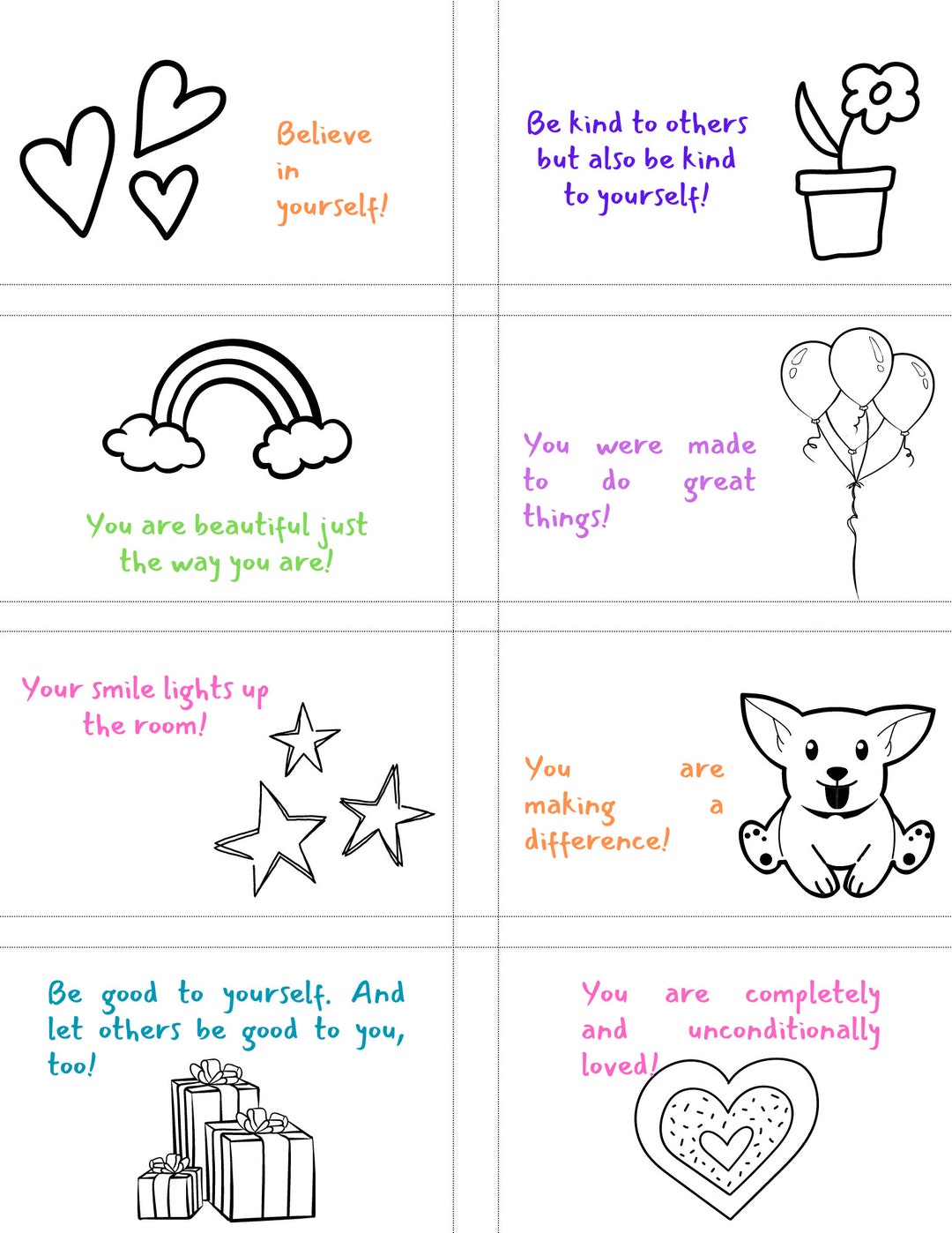 Kindness Matters! Coloring Affirmations for Kids. Positivity Cards ...