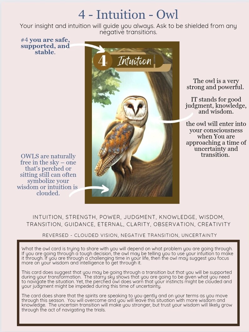 Spirit Animal Oracle Cards + Guidebook Printable Digital Oracle Deck - Etsy