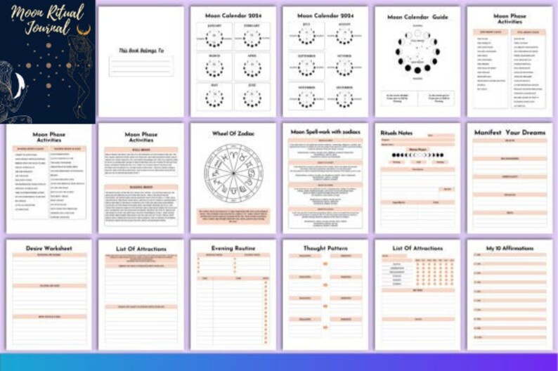 Moon Ritual Journal Editable in Canva, Commercial Use - Etsy