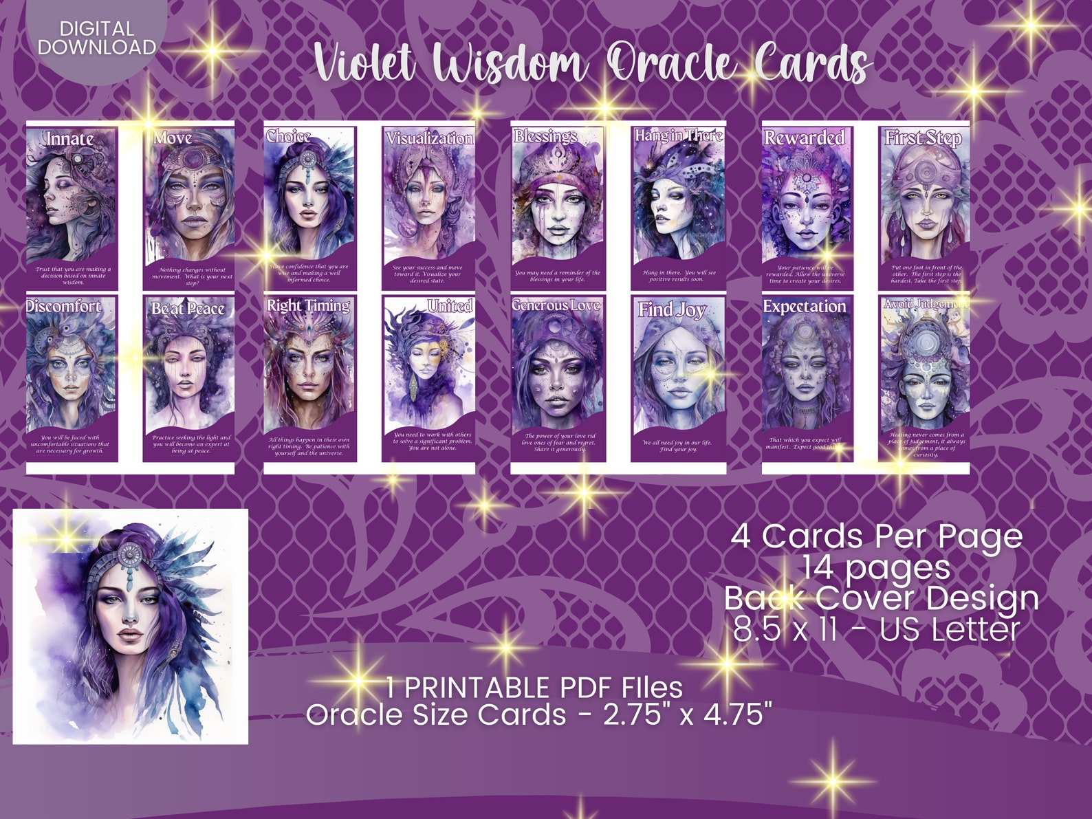 Violet Flame Wisdom Oracle Cards Printable - Etsy