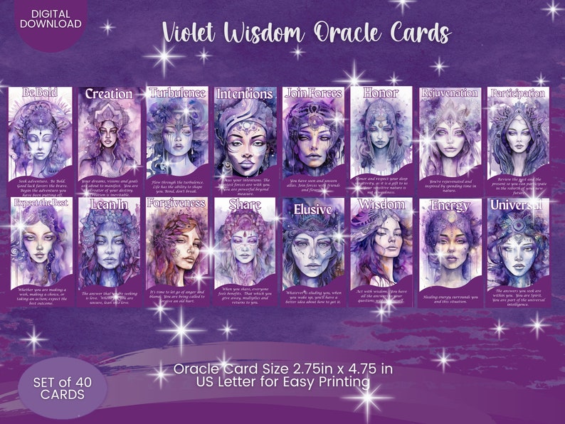 Violet Flame Wisdom Oracle Cards Printable - Etsy
