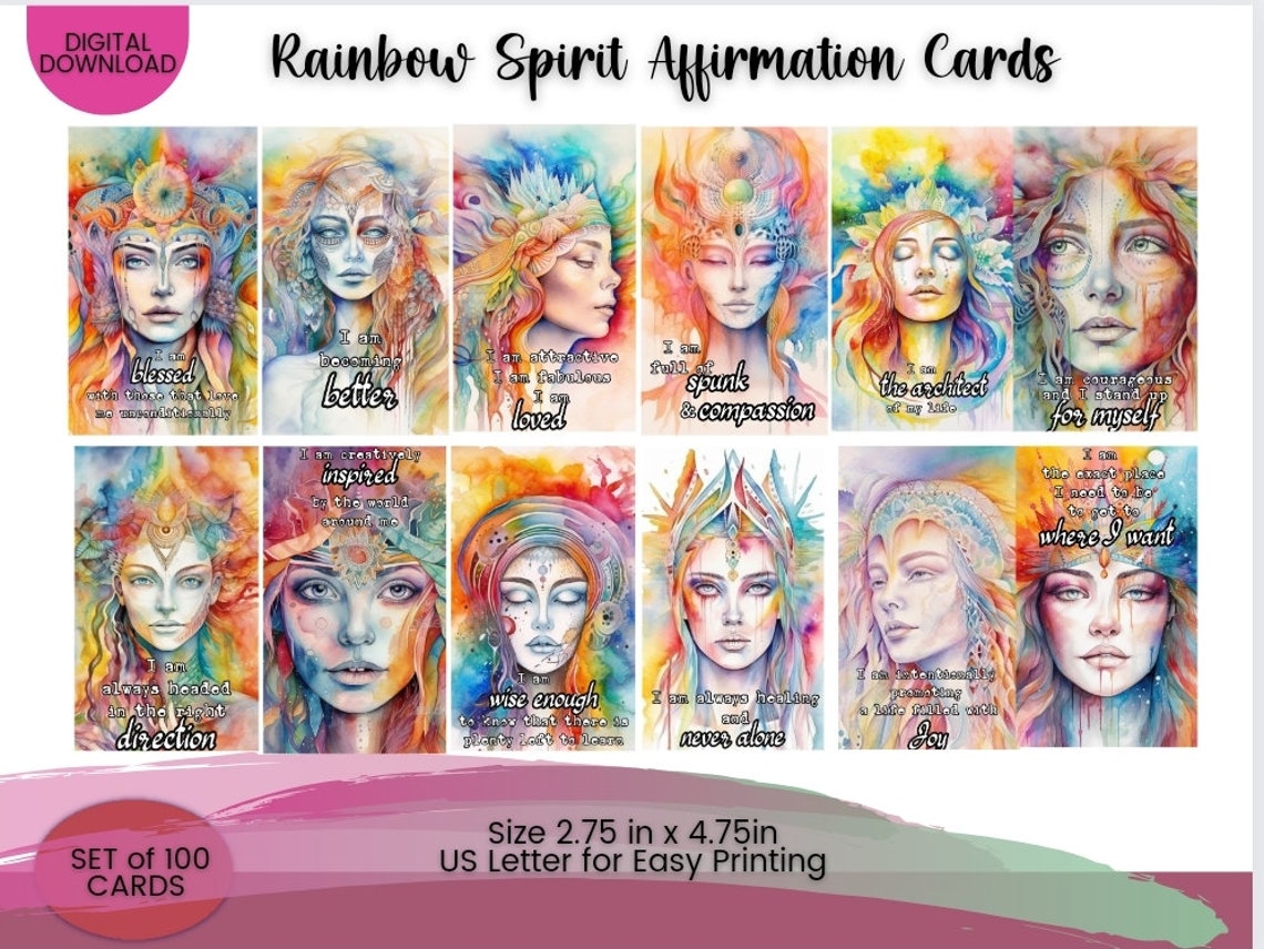 Rainbow Spirit, Oracle Affirmation Cards Digital Download - Etsy