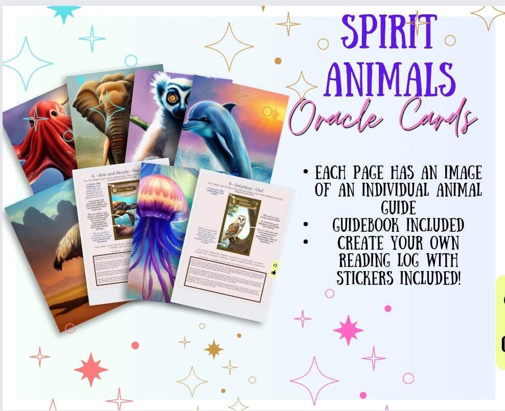 Spirit Animal Oracle Cards + Guidebook Printable Digital Oracle Deck - Etsy