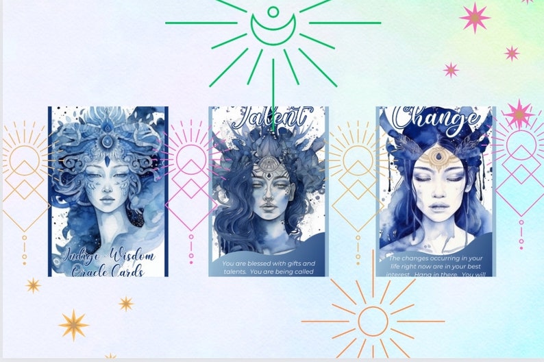 Intuitive Development Indigo Oracle Cards. Instant Download - Etsy