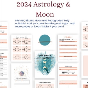 Commercial Use Canva Astrology and Moon Journal, Planner 2024 Editable ...