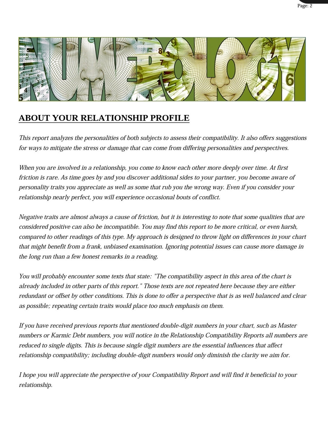 Relationship Compatibility Report Numerology Reports in Depth Report 18 ...