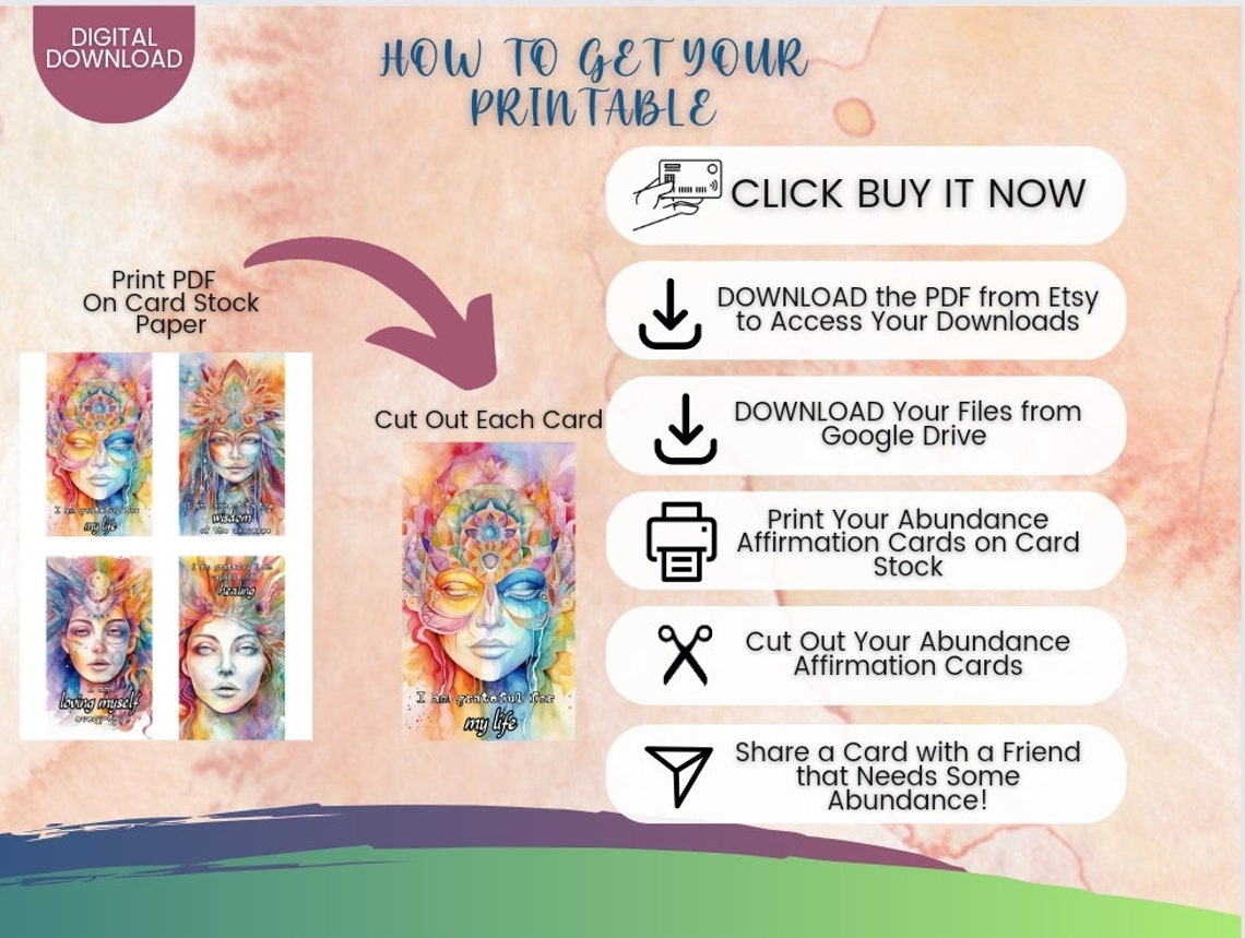 Rainbow Spirit, Oracle Affirmation Cards Digital Download - Etsy