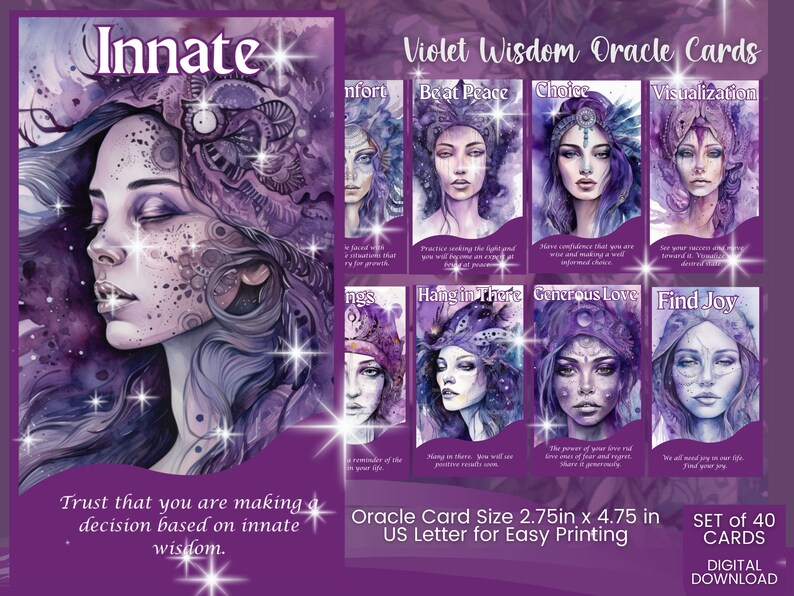 Violet Flame Wisdom Oracle Cards Printable - Etsy
