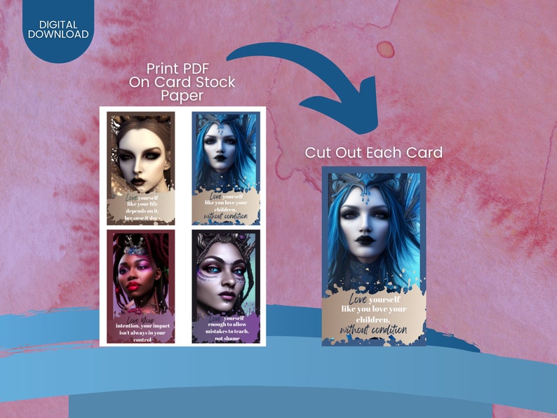 Self Love Oracle Printable Cards - Etsy