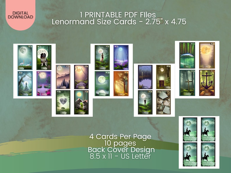 Lenormand Cards Digital With Instructions on How to Play and Card Key ...