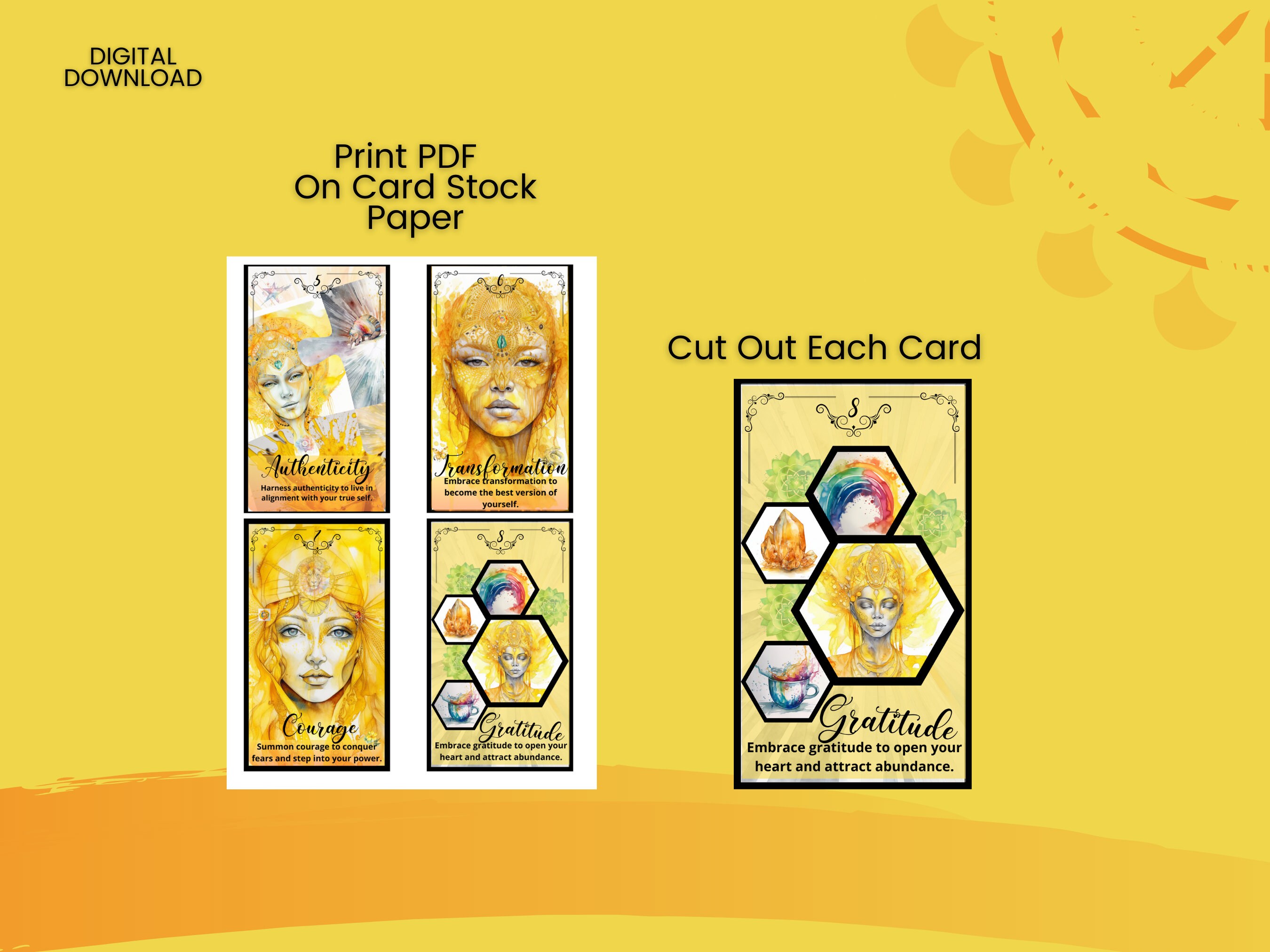 Star Goddess Wisdom ,yellow Oracle Card Deck, Printable! - Etsy