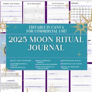 Commercial Use Canva Astrology and Moon Journal, Planner 2025 Editable ...