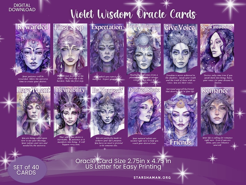 Violet Flame Wisdom Oracle Cards Printable - Etsy