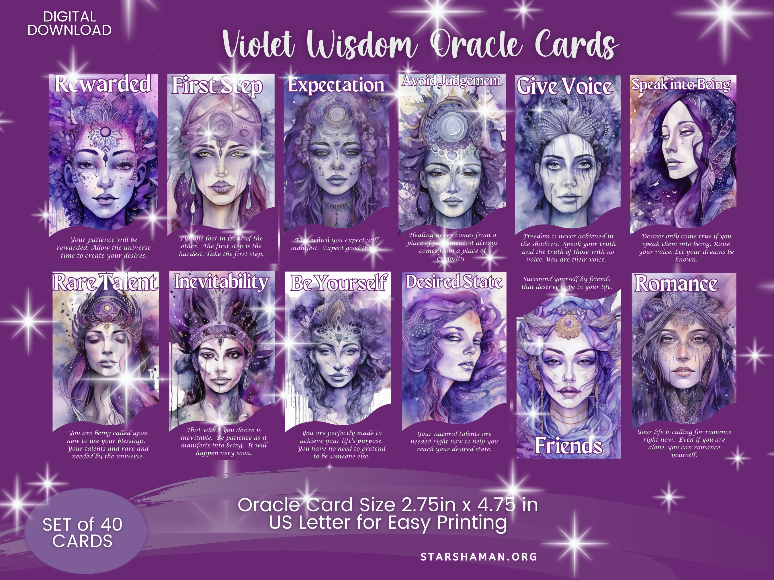 Violet Flame Wisdom Oracle Cards Printable - Etsy