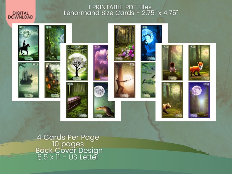 Lenormand Cards Digital With Instructions on How to Play and Card Key ...