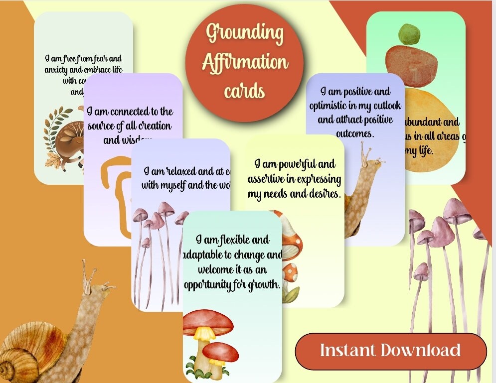 Grounding Affirmation Cards, Printable Deck Spiritual Tools - Etsy