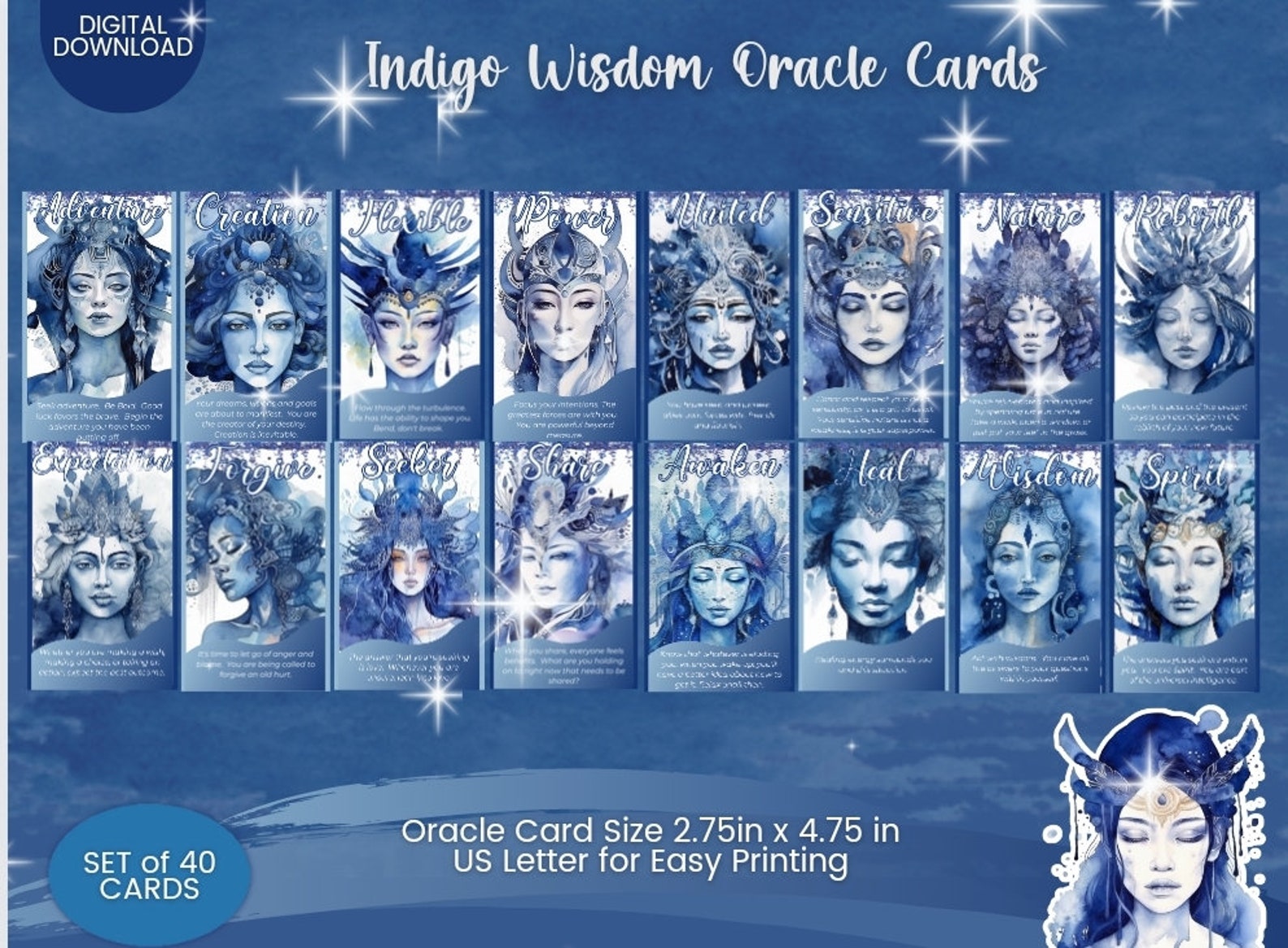 Intuitive Development Indigo Oracle Cards. Instant Download - Etsy
