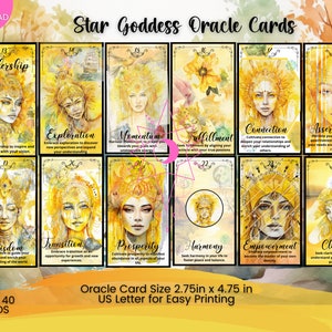 Star Goddess Wisdom ,yellow Oracle Card Deck, Printable! - Etsy