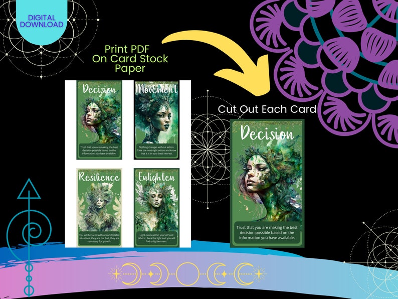 Green Goddess Wiccan Oracle Cards - Etsy