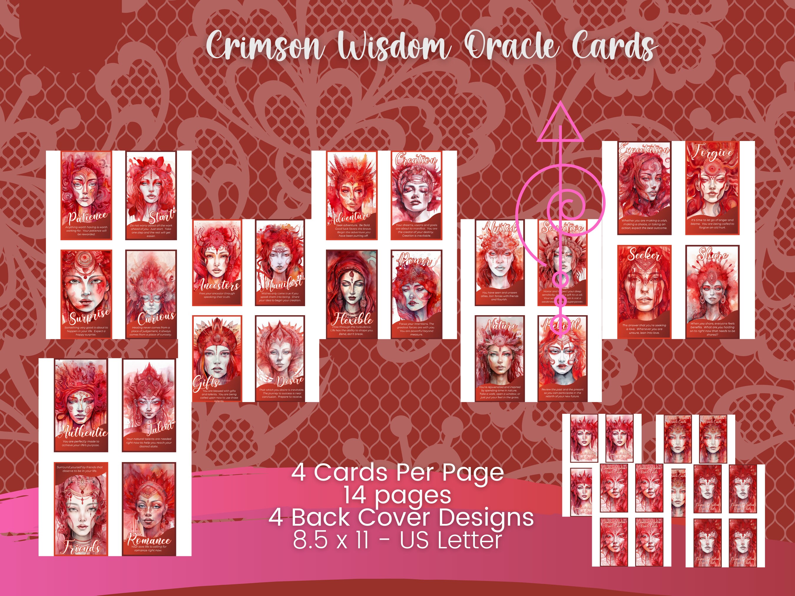 Crimson Wisdom Oracle Cards Instant Download - Etsy