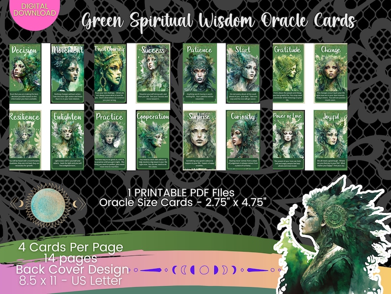 Green Goddess Wiccan Oracle Cards - Etsy
