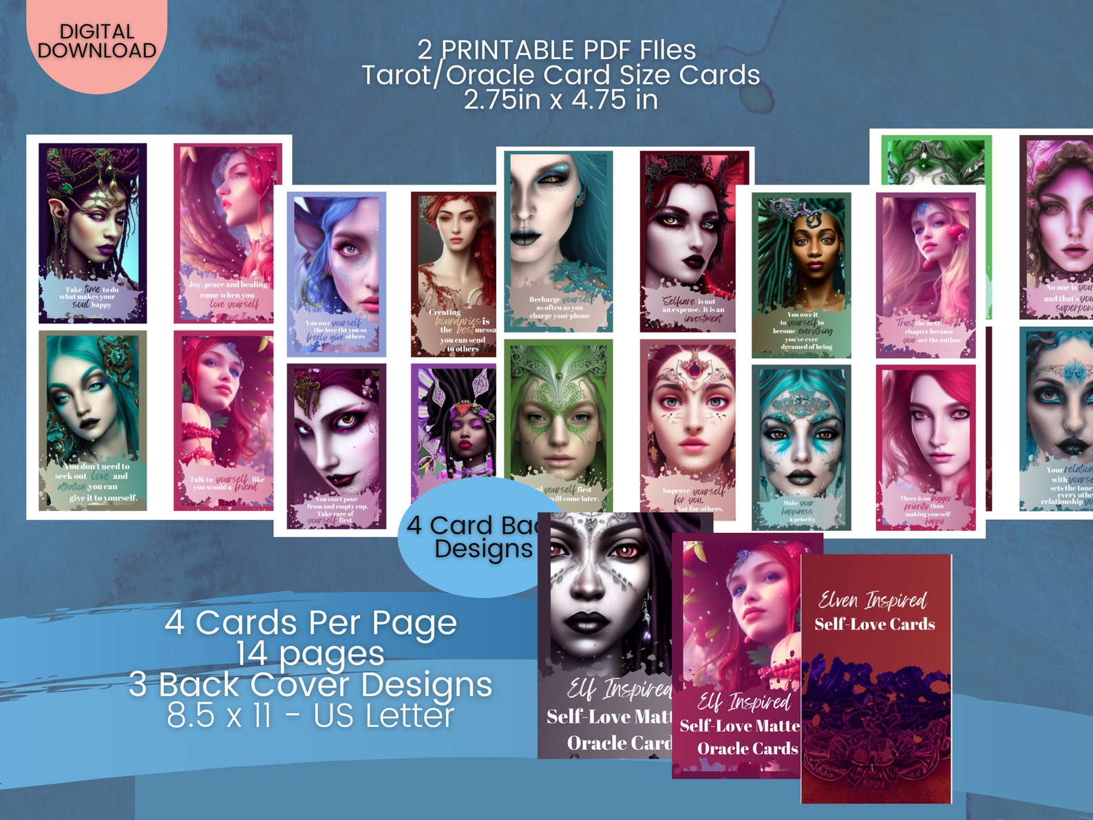 Self Love Oracle Printable Cards - Etsy