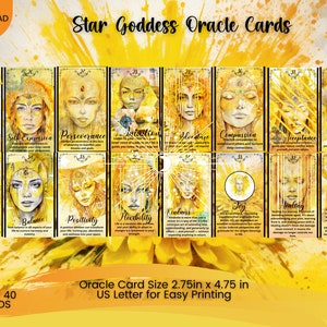 Star Goddess Wisdom ,yellow Oracle Card Deck, Printable! - Etsy