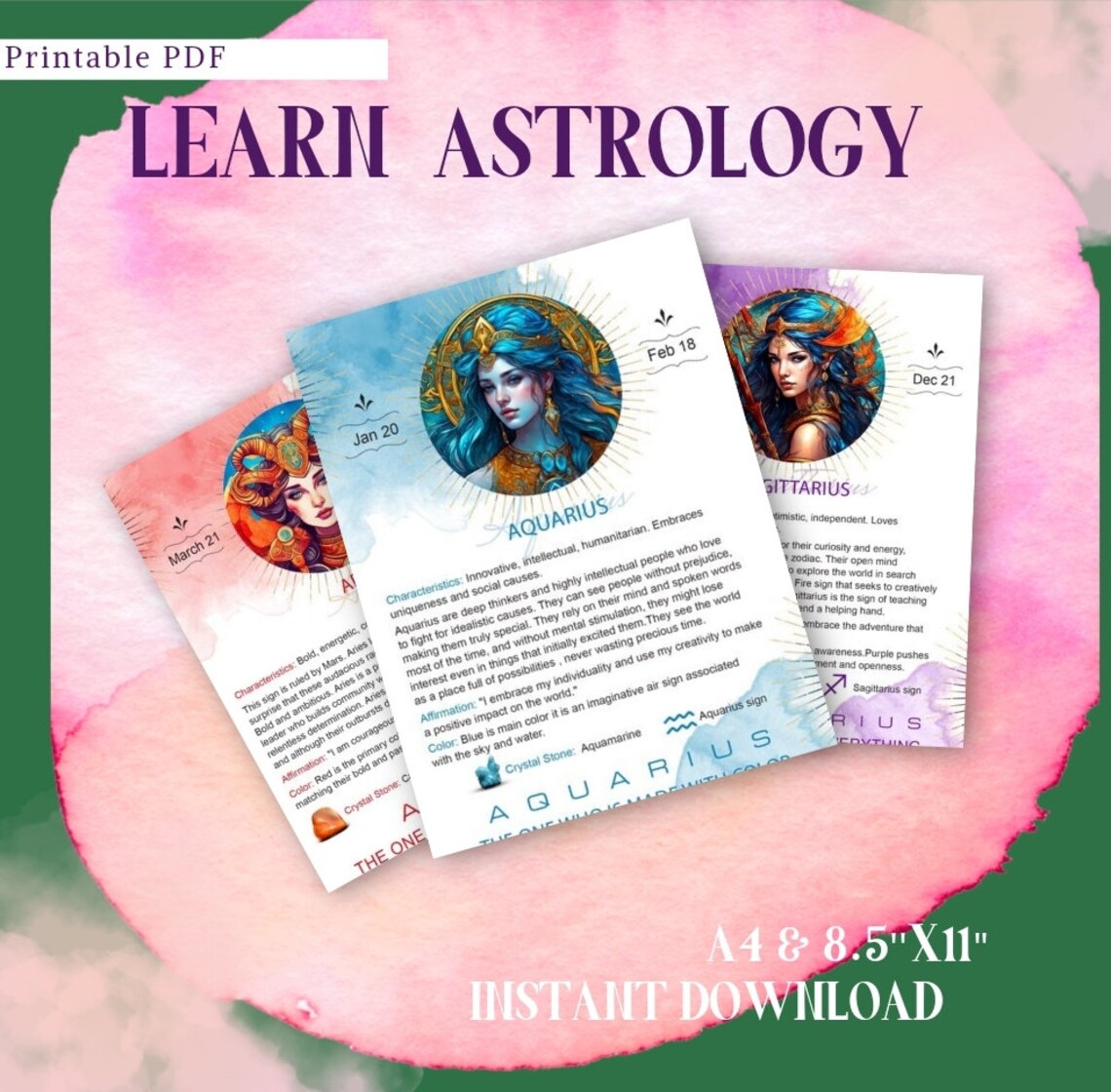 Zodiac Correspondence Grimoire Pages Astrology Girls Flash Cards Learn ...