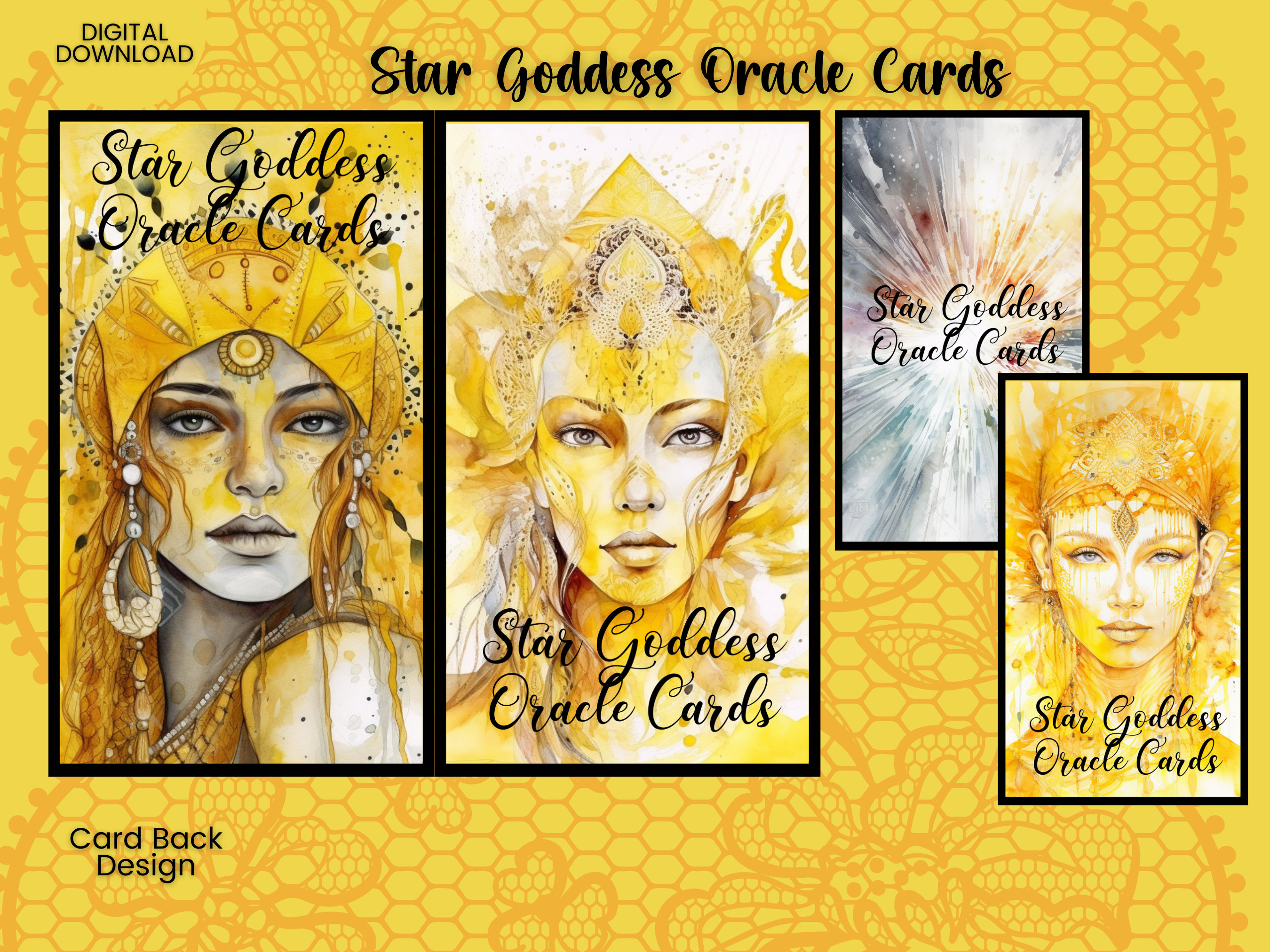 Star Goddess Wisdom ,yellow Oracle Card Deck, Printable! - Etsy