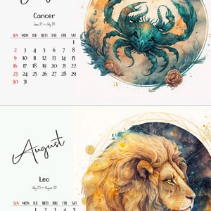 Zodiac Printable Calendar - Etsy