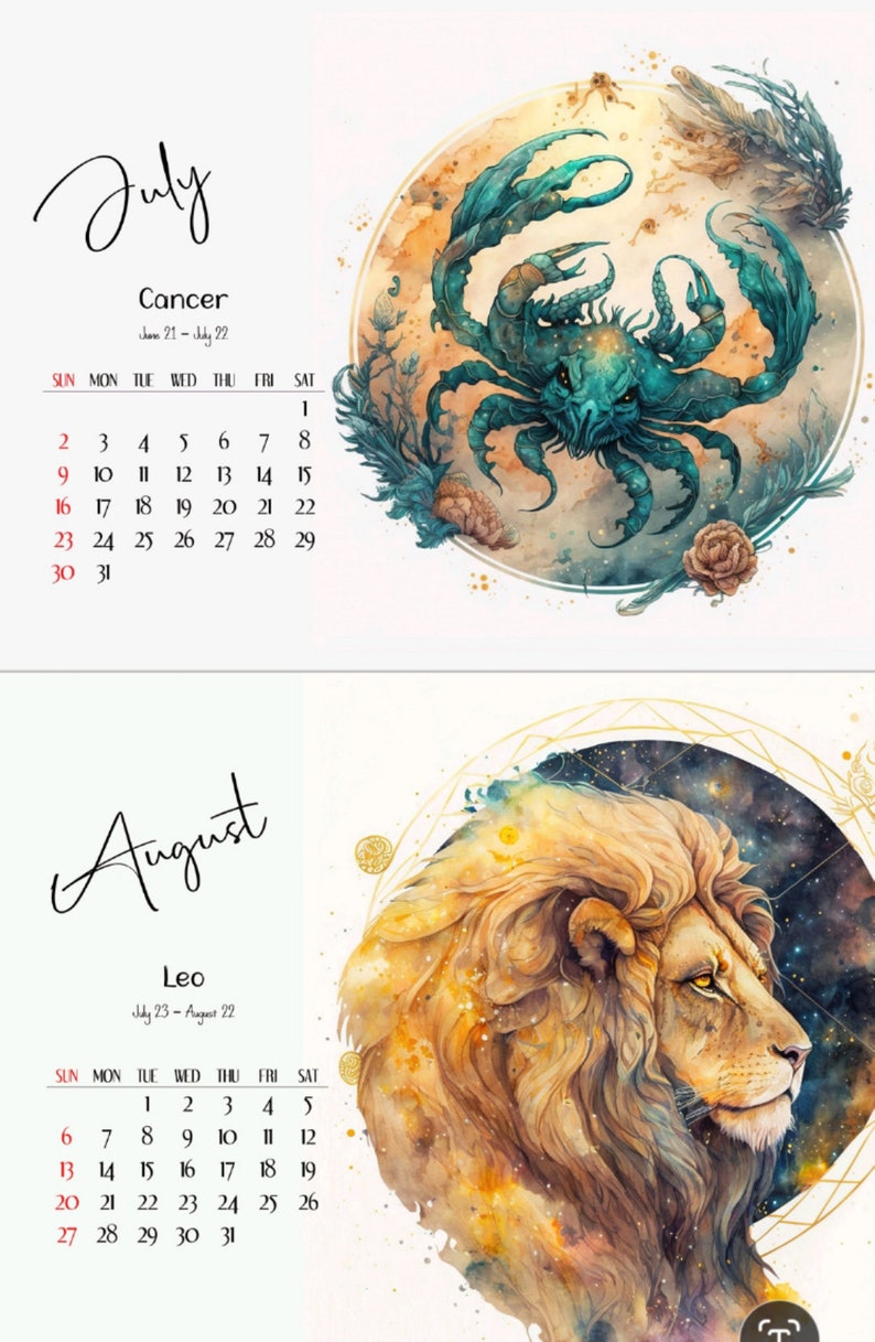 Zodiac Printable Calendar - Etsy
