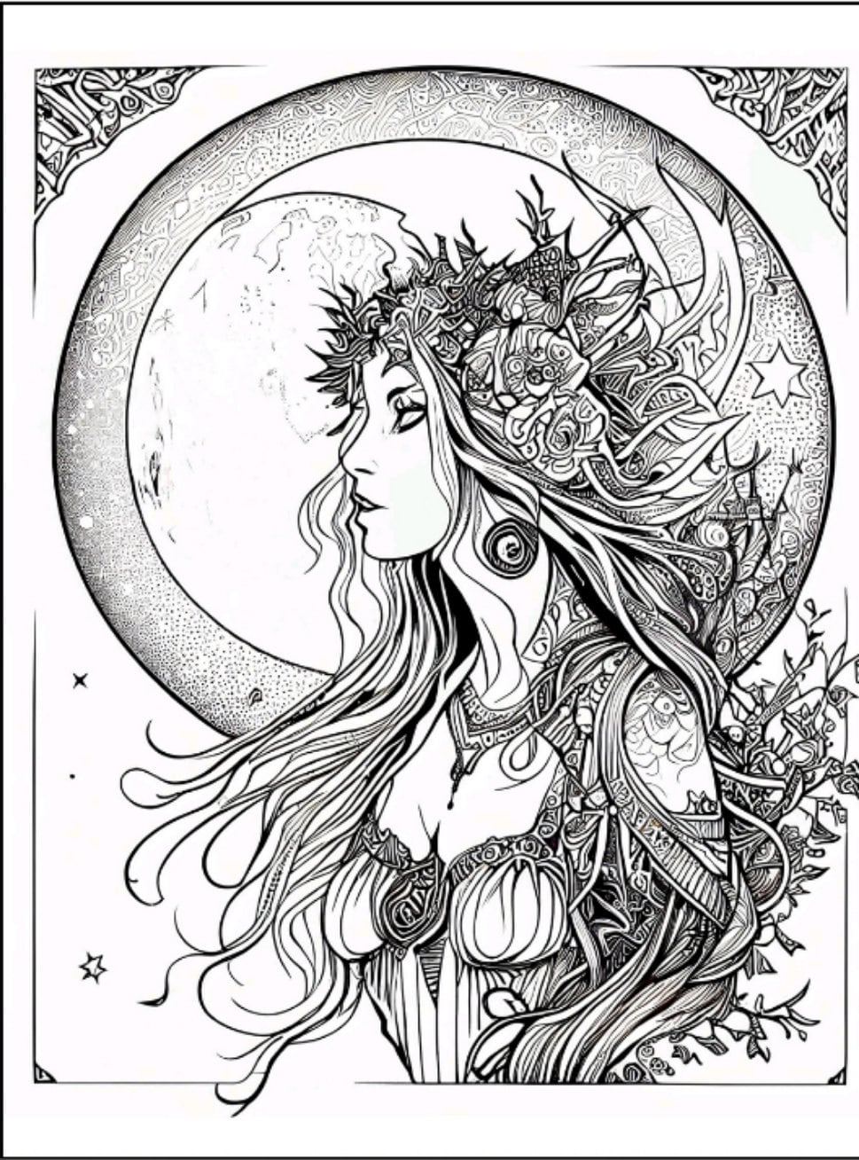 Moon Witch & Goddess Pagan Crafts Coloring Pages. Creativity and ...