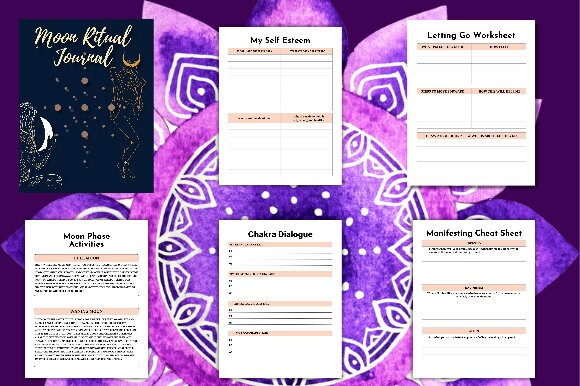 Moon Ritual Journal Editable in Canva, Commercial Use - Etsy