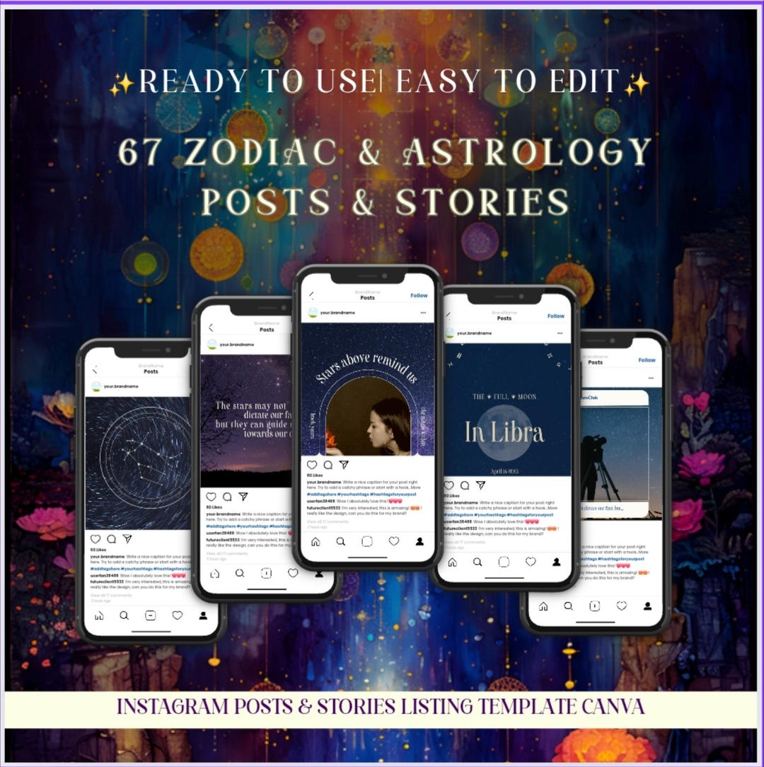Zodiac and Astrology Instagram Post Templates – Editable Canva Designs ...