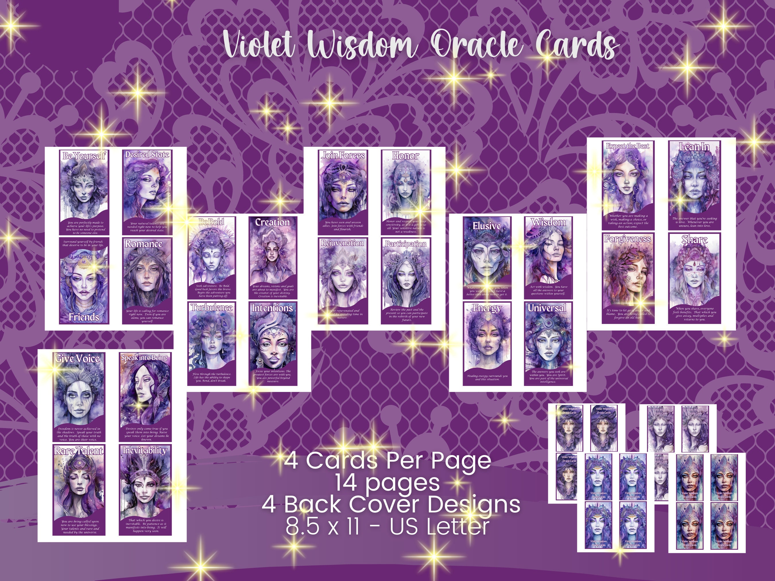 Violet Flame Wisdom Oracle Cards Printable - Etsy
