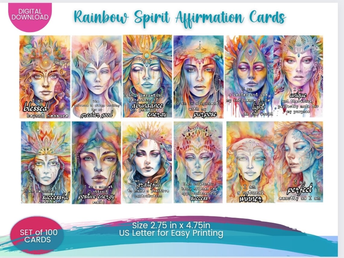 Rainbow Spirit, Oracle Affirmation Cards Digital Download - Etsy