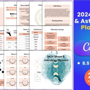 Commercial Use Canva Astrology and Moon Journal, Planner 2024 Editable ...