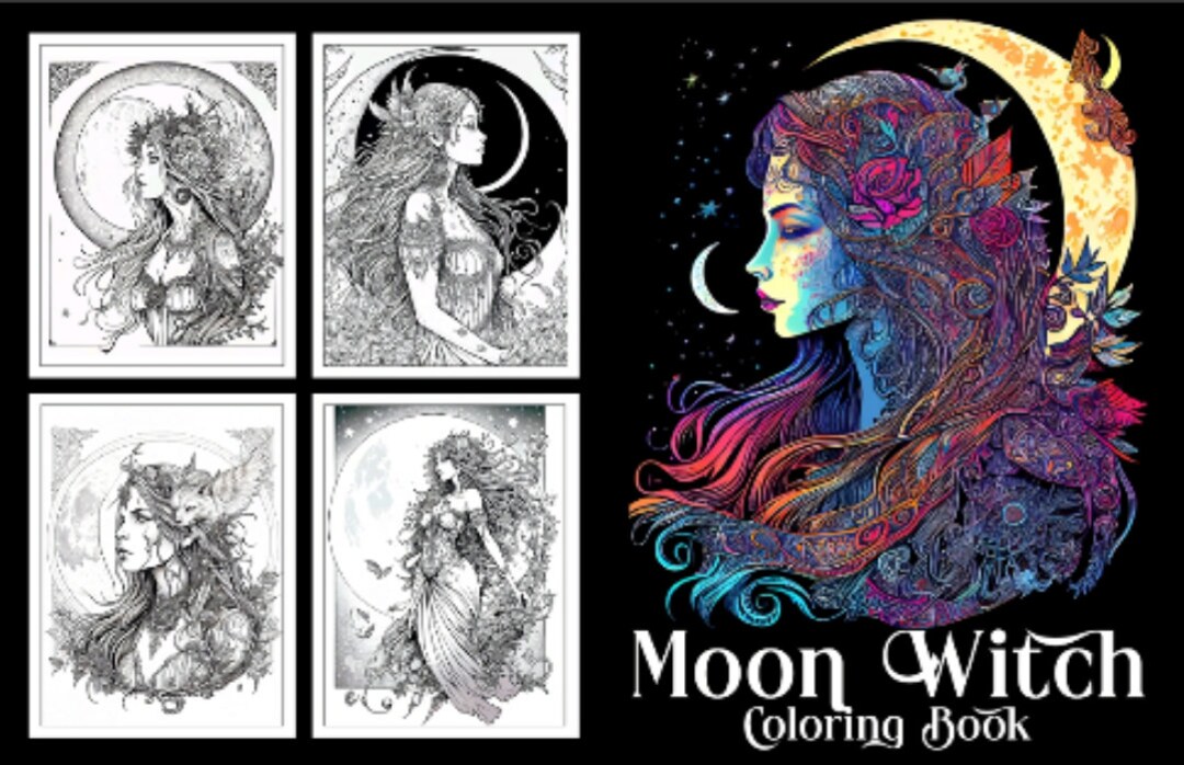Moon Witch & Goddess Pagan Crafts Coloring Pages. Creativity and ...