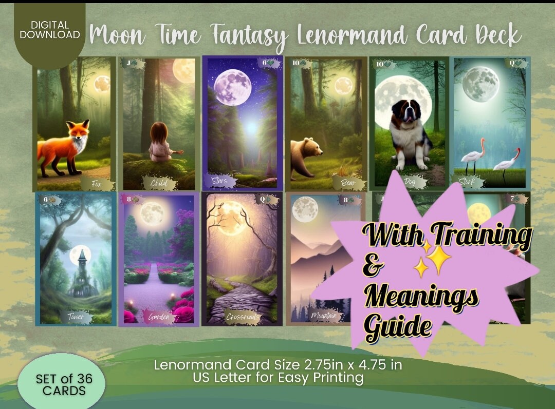 Lenormand Cards Digital With Instructions on How to Play and Card Key ...