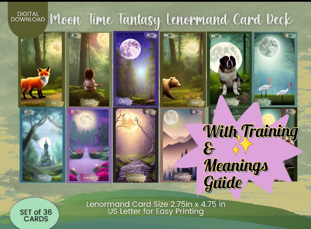 Lenormand Cards Digital With Instructions on How to Play and Card Key ...