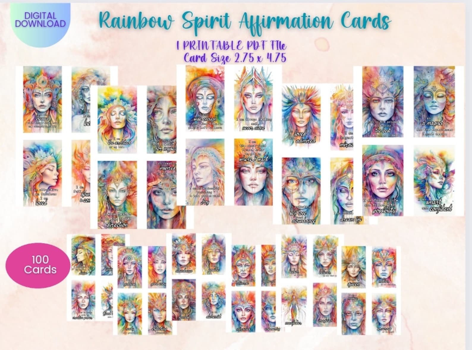 Rainbow Spirit, Oracle Affirmation Cards Digital Download - Etsy