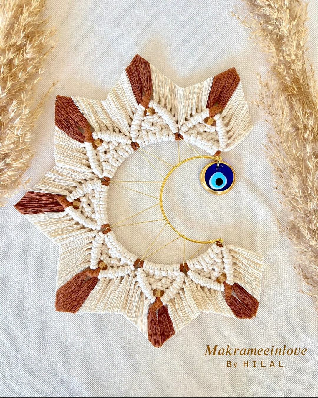 Macrame Moon Nazar Eye/evil Eye Wall Hanging Decor/gift Idea - Etsy