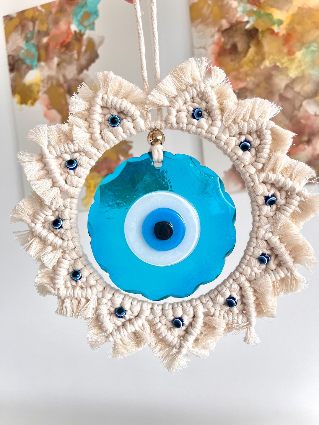 Macrame Nazar Wall Hanging in Flower Shape Decoration/gift Idea - Etsy