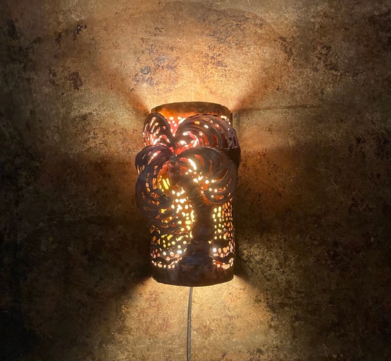 Copper Palm Tree Sconce Modern European Outdoor Wall Lamp Retro