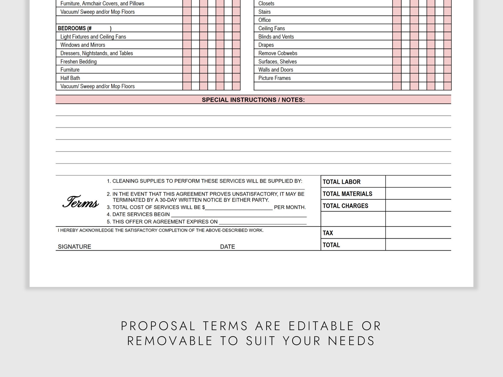 Residential Cleaning Proposal / Invoice for House Cleaning Business ...