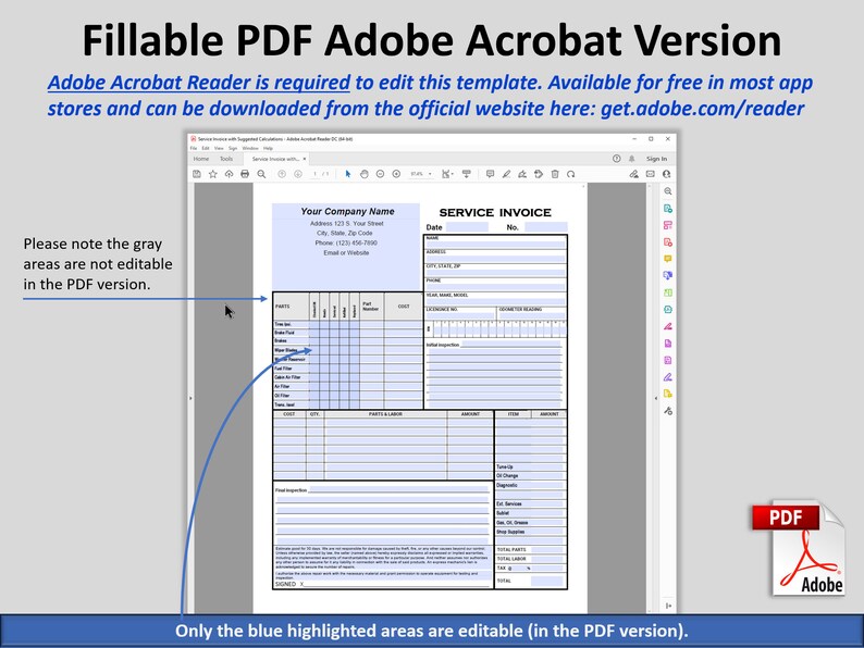 Oil Change Invoice, Automotive Service Invoice Template, Auto Repair ...