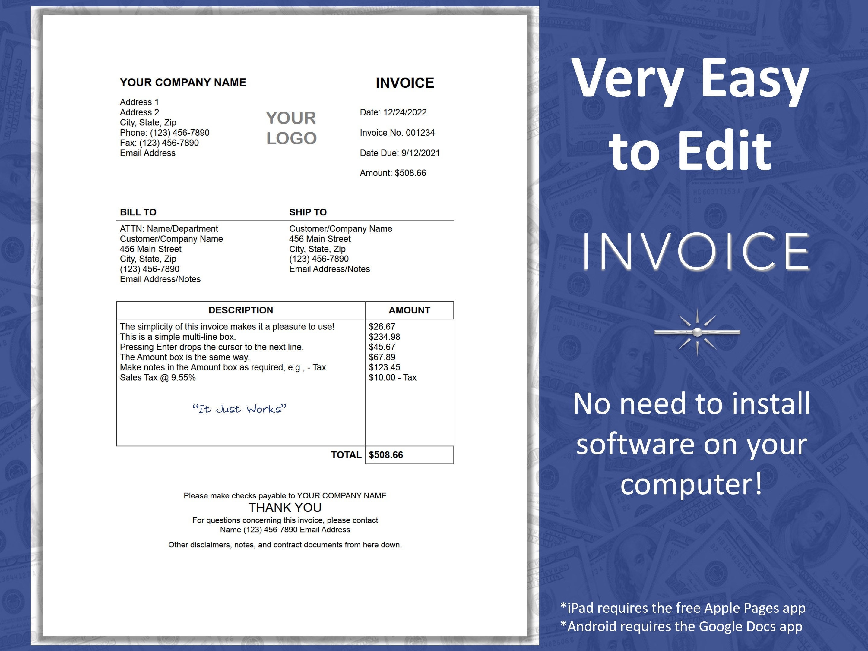 Simple Invoice Template For Word Blank Invoice Template For Word