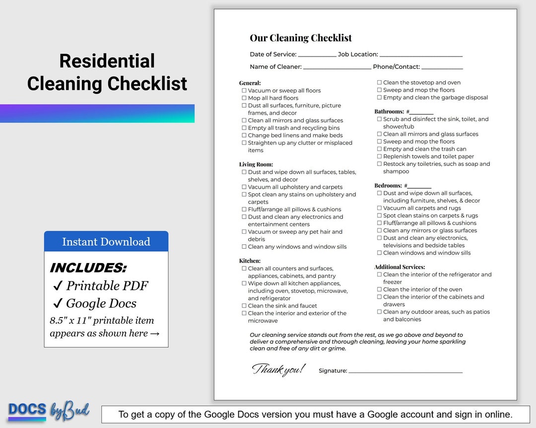 Residential Cleaning Checklist That is Comprehensive, Detailed ...
